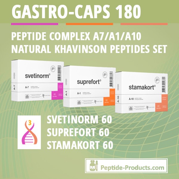 GASTRO-CAPS 180- natural peptide complex for digestive system in capsules.
