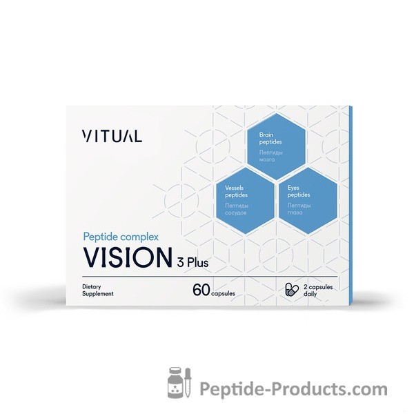 VISION 3 Plus is a natural Khavinson peptide complex for eyes. 60 capsules.