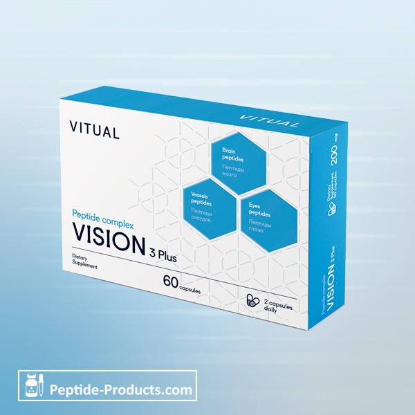 VISION 3 Plus is a natural Khavinson peptide complex for eyes. 60 capsules.